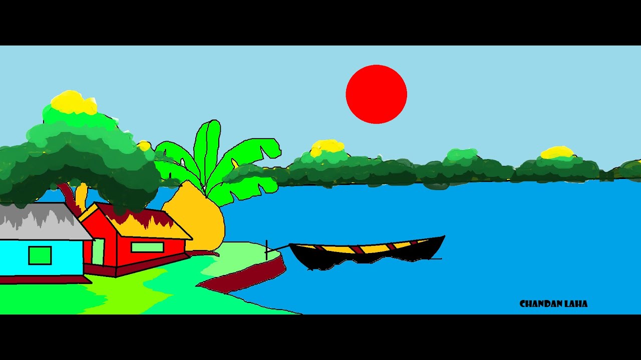 Village Scenery Paint in MS Paint | Ms Paint Tutorial | MS Paint by ...