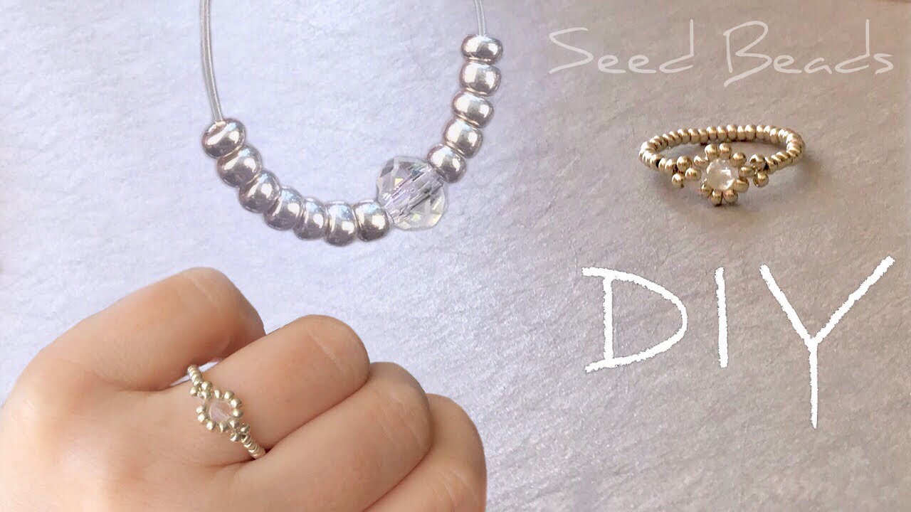 Easy Seed Bead Ring Tutorial - Beaded ring with seed beads and crystal - YouTube