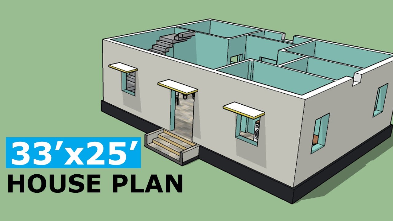 33x25 3D House Plans Design || 825 Sq. Ft. Home Plan Design || - YouTube