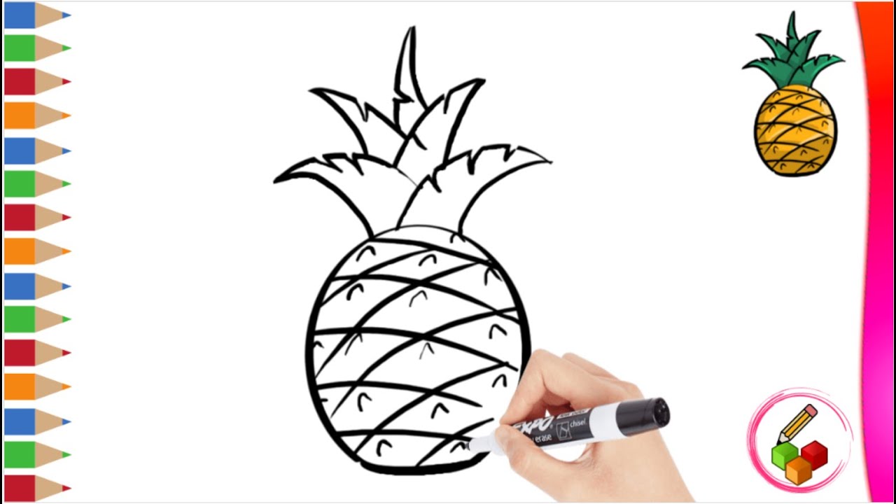 COMO DESENHAR UM DELICIOSO ABACAXI!! - APRENDA A DESENHAR - YouTube
