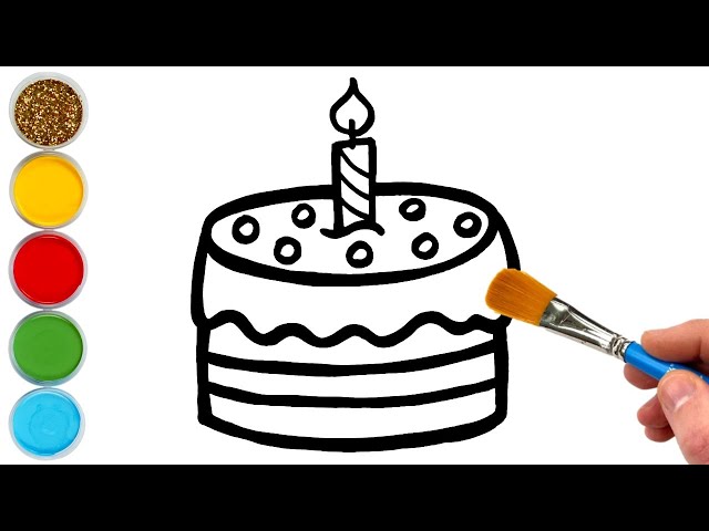 Let's Learn How to Draw Chocolate Birthday Cake | Drawing, Coloring ...