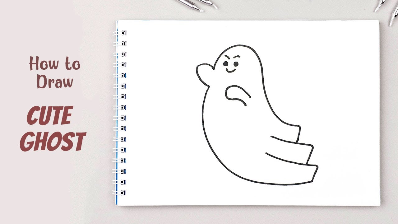 How to Draw a Cute Happy Ghost - YouTube