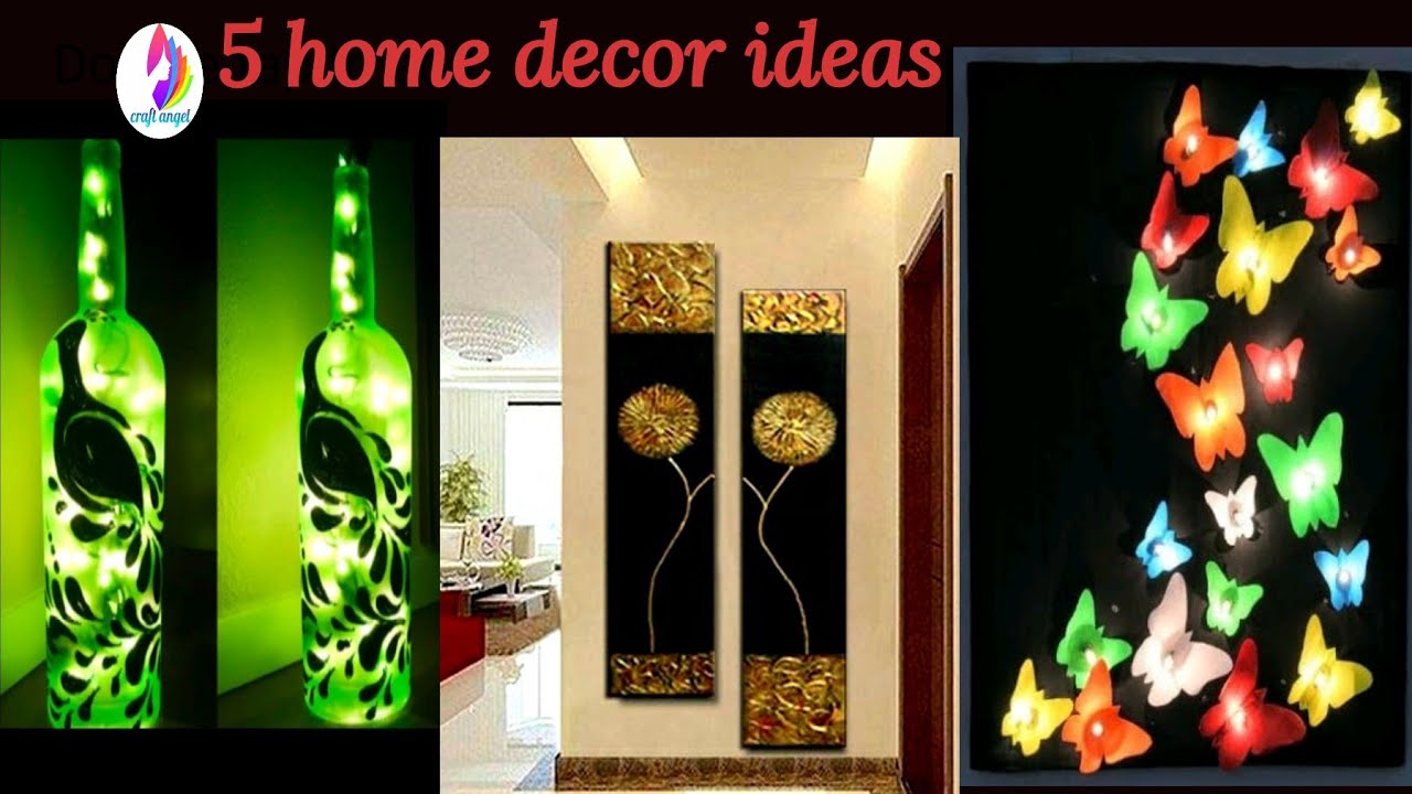 5 diy home decorating ideas | best out of waste | craft angel - YouTube