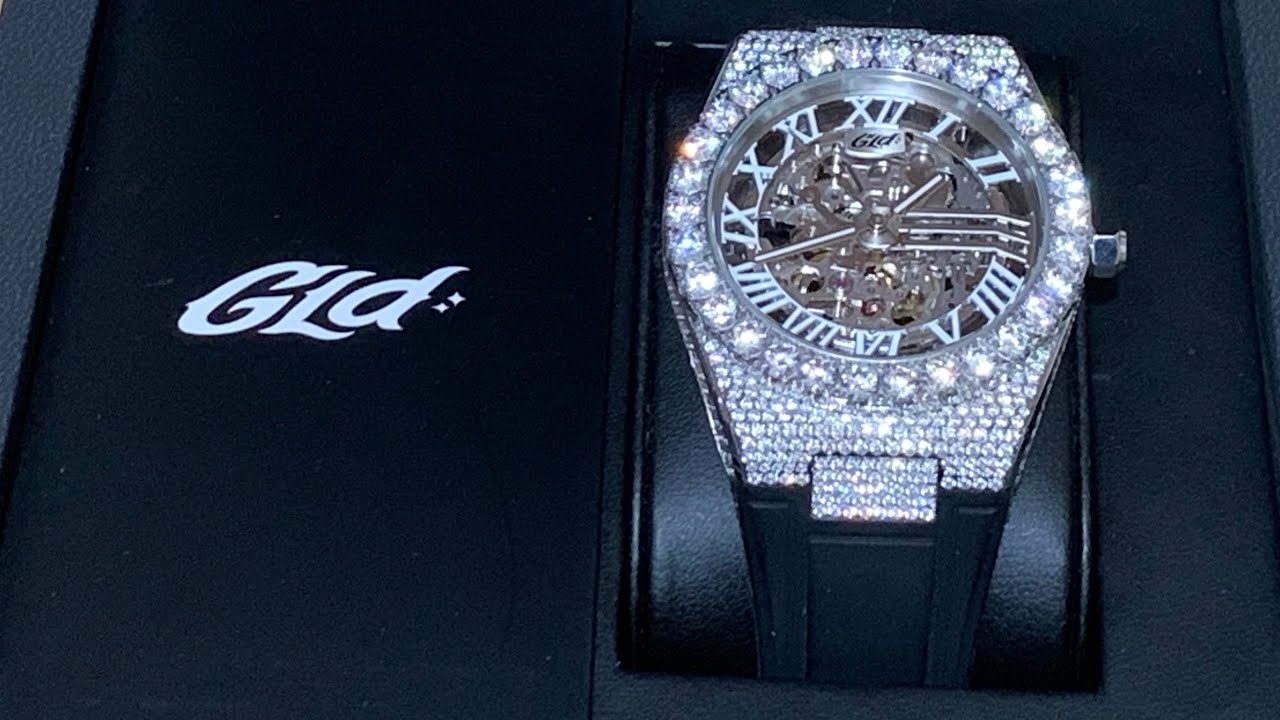 ShopGld Iced Alpha Era Luminous Skeleton 316 w/ Rubber Strap Watch ...