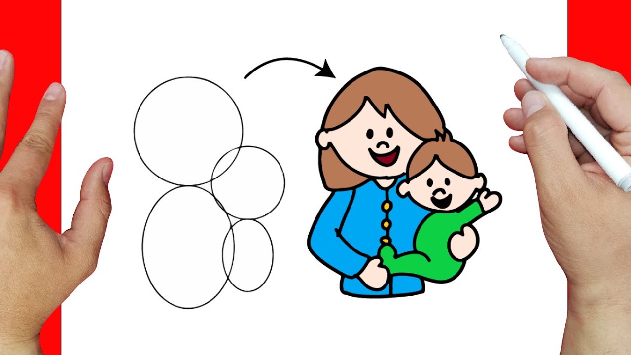 Cómo dibujar a una Mamá paso a paso | Dibujos fáciles - YouTube