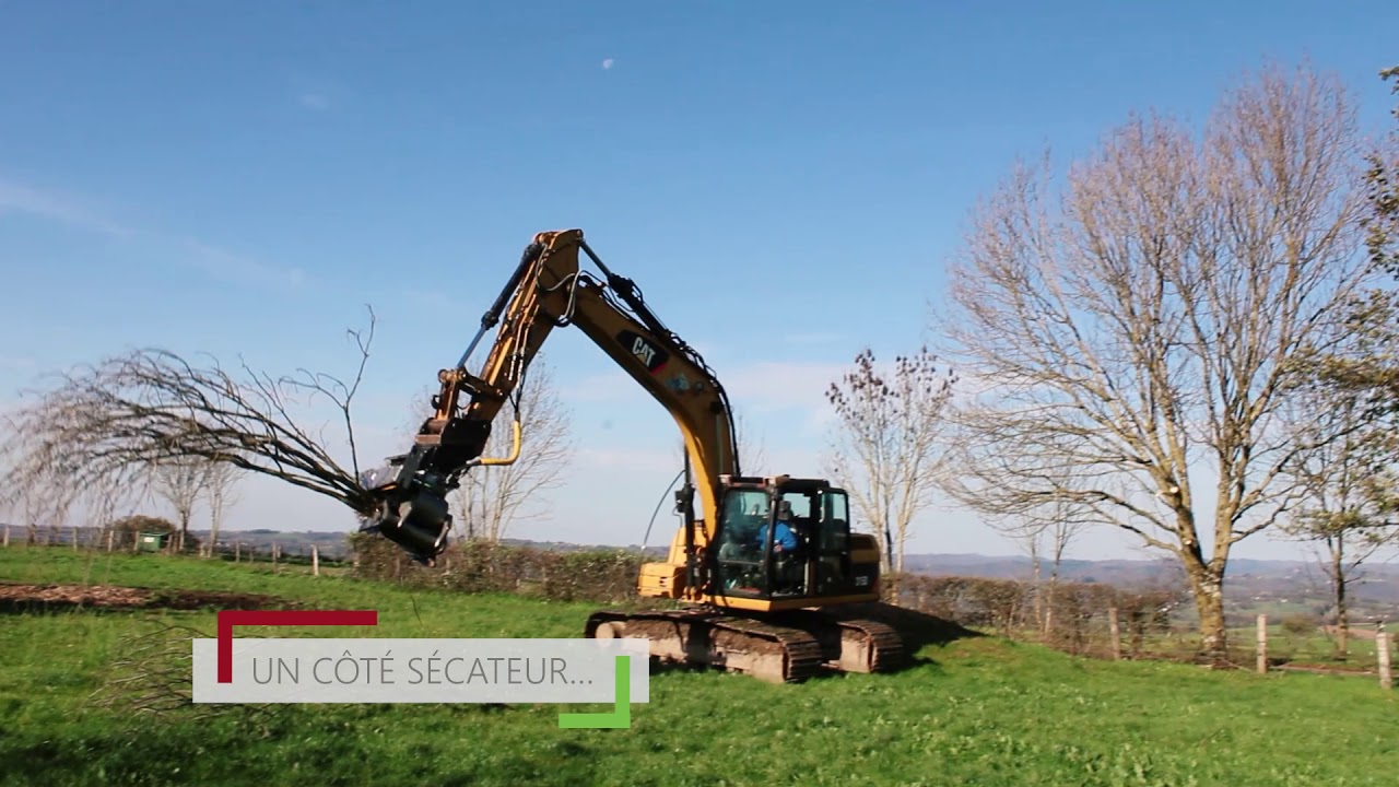 Pince d'élagage mécanisée - Chantier de Felzins (46) - YouTube