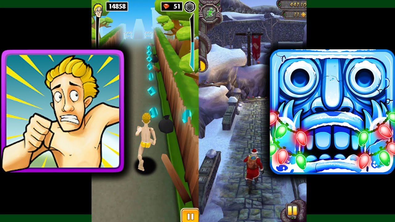 Streaker Run Vs Temple Run 2 Frozen Shadows - YouTube