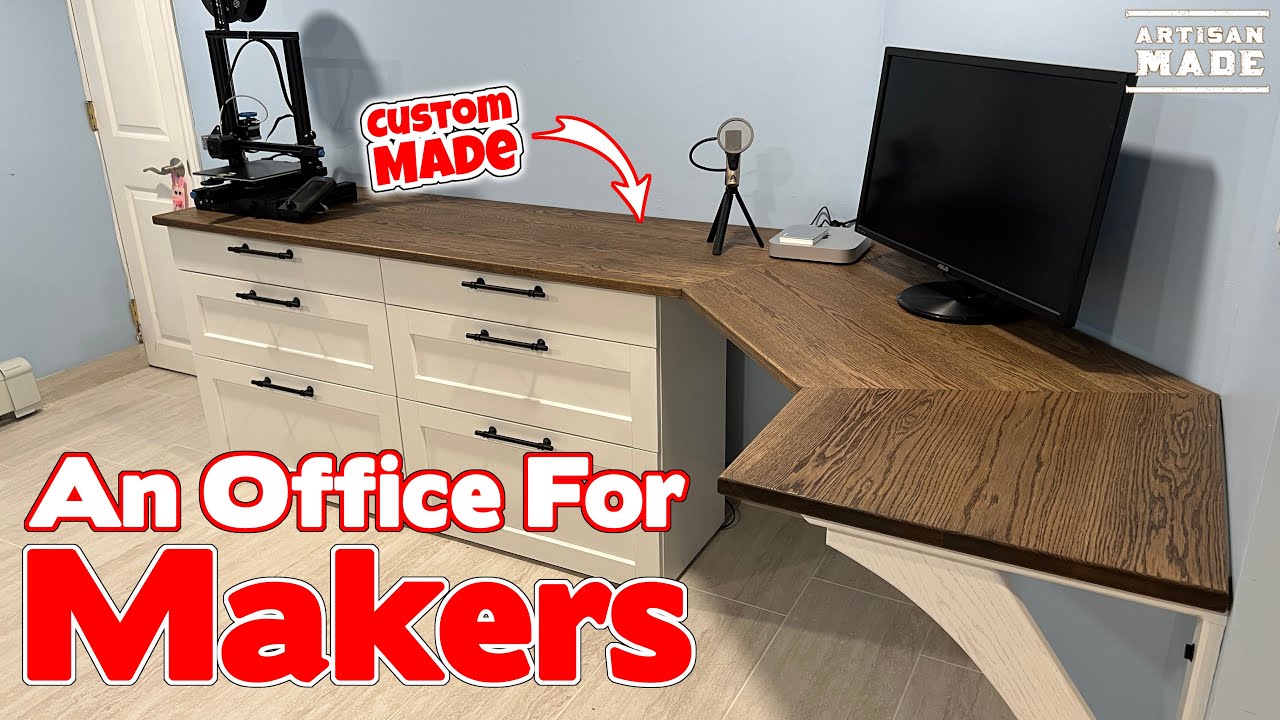 Building A Home Office With Custom Built Hardwood Countertops and Ikea ...