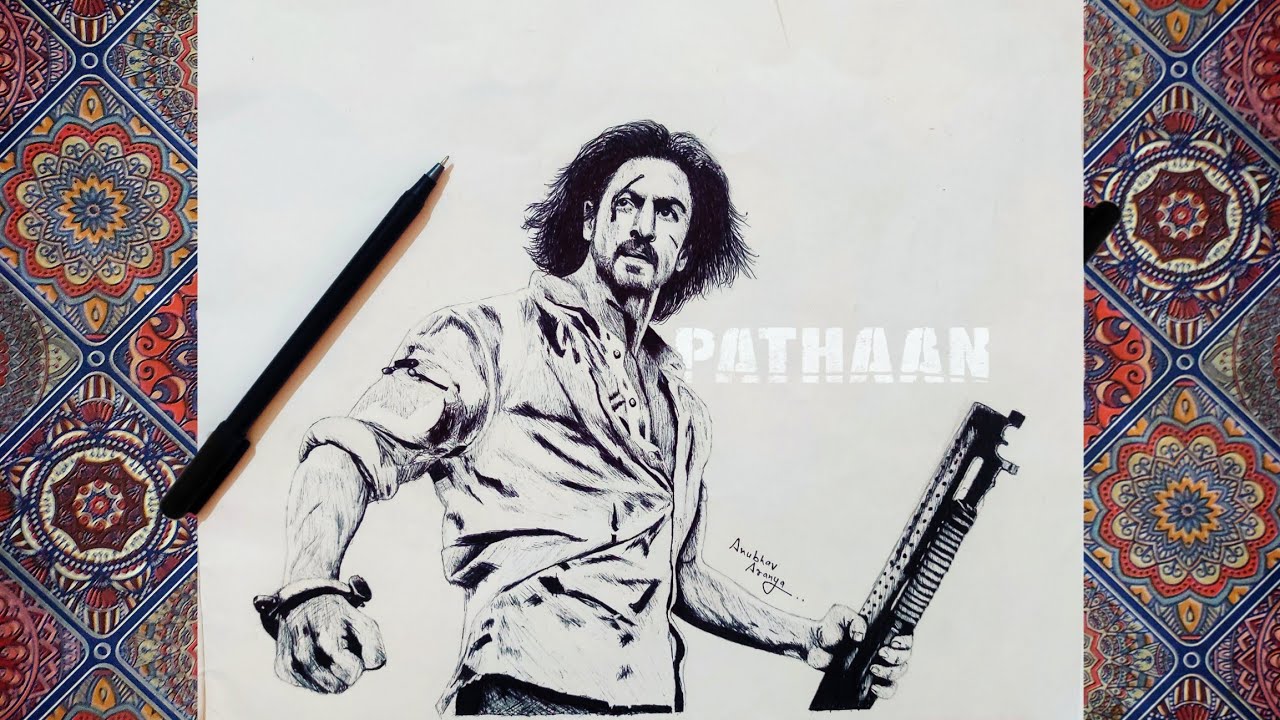 Pathaan Pen Sketch | Shah Rukh Khan Drawing | By- Anubhav Art Gallery ...