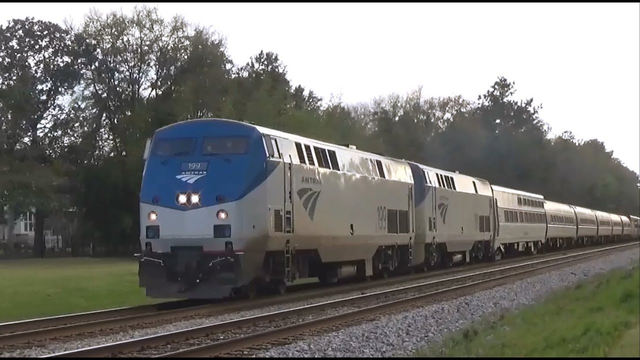 Afternoon A-Line Action w/ Amtrak & Military Trains in Ludowici, GA ...
