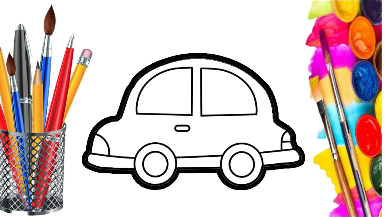How to draw car ,Coloring / Bolalar uchun mashina va rangli kamalakni ...
