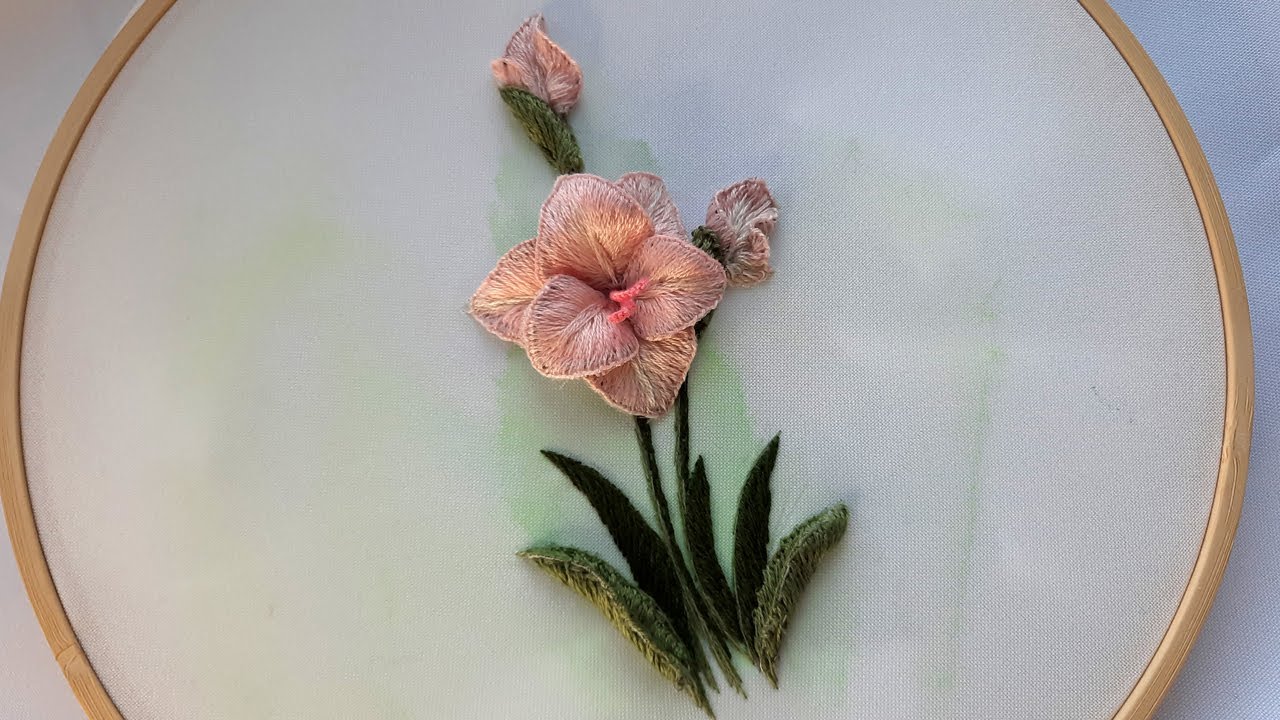 Gladiolus Flower StumpWork Embroidery Amazing 3d Creative Ideas - YouTube