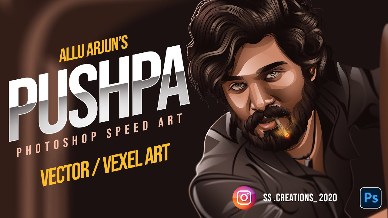 Allu Arjun (Pushpa) vector/ vexel speedart - YouTube