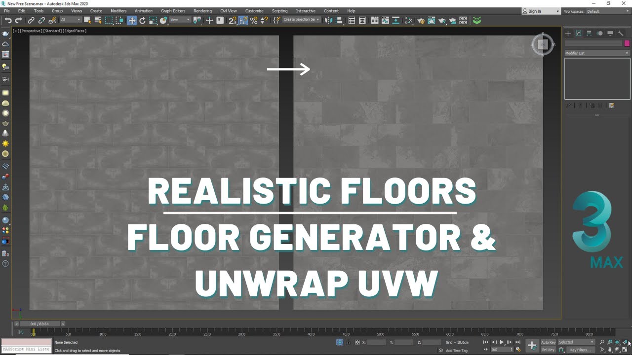 Make realistic floors using the Floor Generator and the Unwrap UVW modifier - YouTube