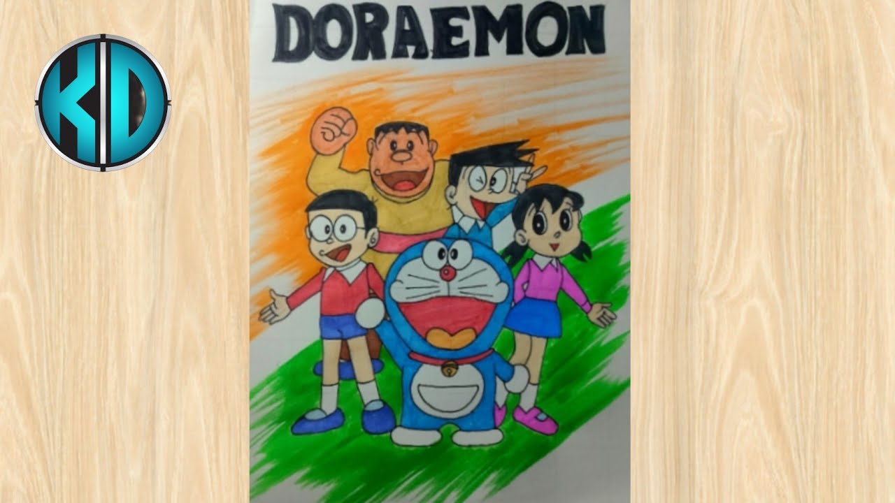 How to draw a Doraemon friend circle colourful drawing step by step ...