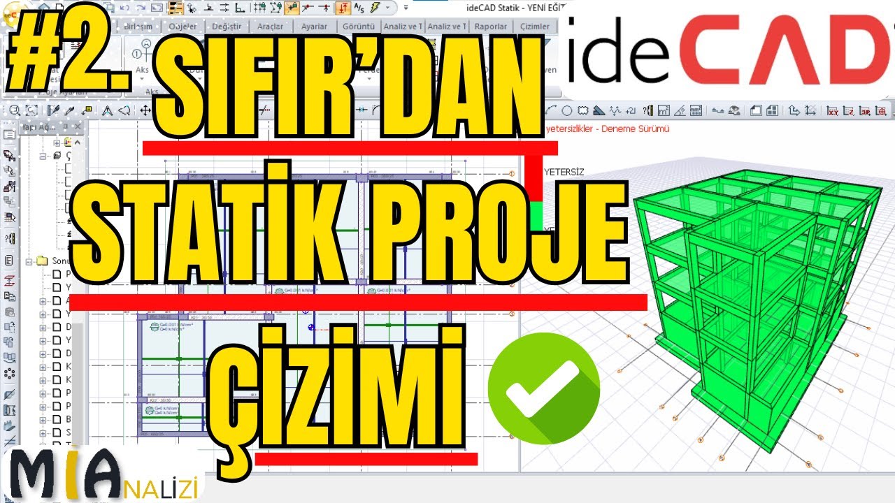 İdeCAD Sıfırdan 4 Katlı Betonarme Bina Statik Proje Çizimi - YouTube