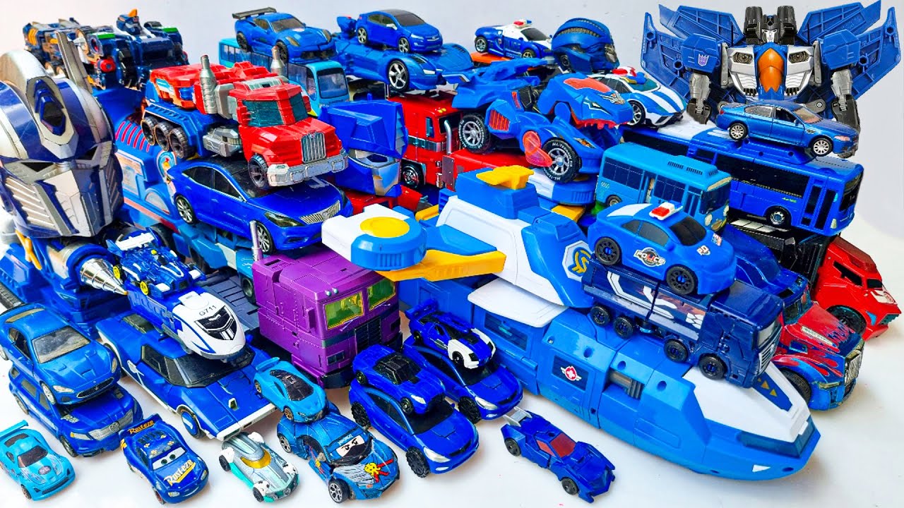 TRANSPORTING Blue Transformers Vehicle: TRUK, TRAIN, BOAT, CRANE, LOAD ...