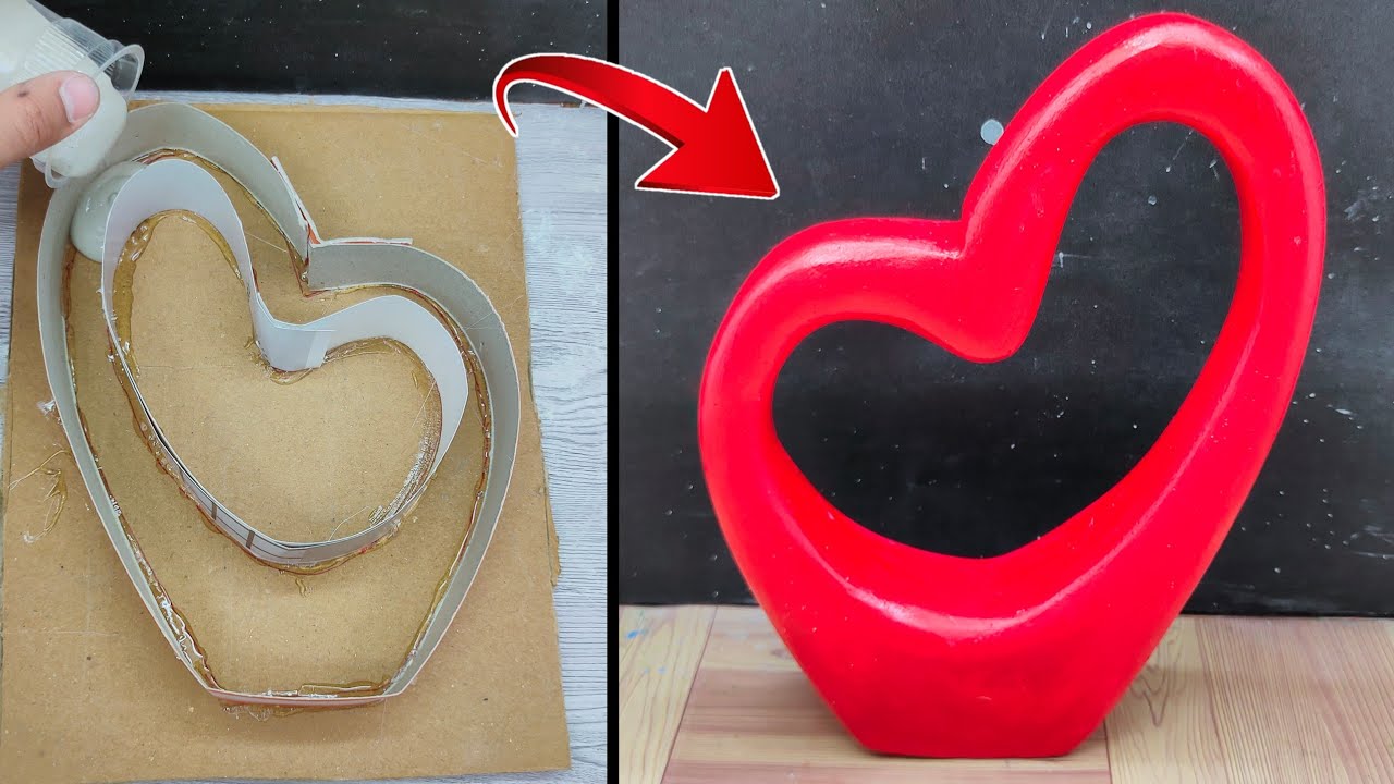 ️ Heart Shap white cement craft ideas //showpiece //easy craft ideas ...