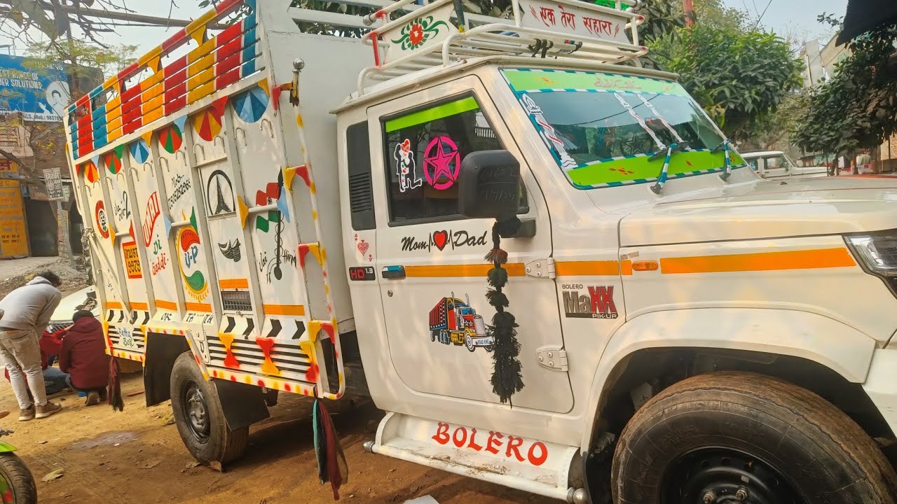 Bolero Modification | Bolero picup Sticker Installation | New Sticker ...