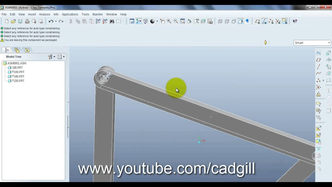 4 Bar Linkage Tutorial in Pro/Engineer (Creo Elements) - YouTube