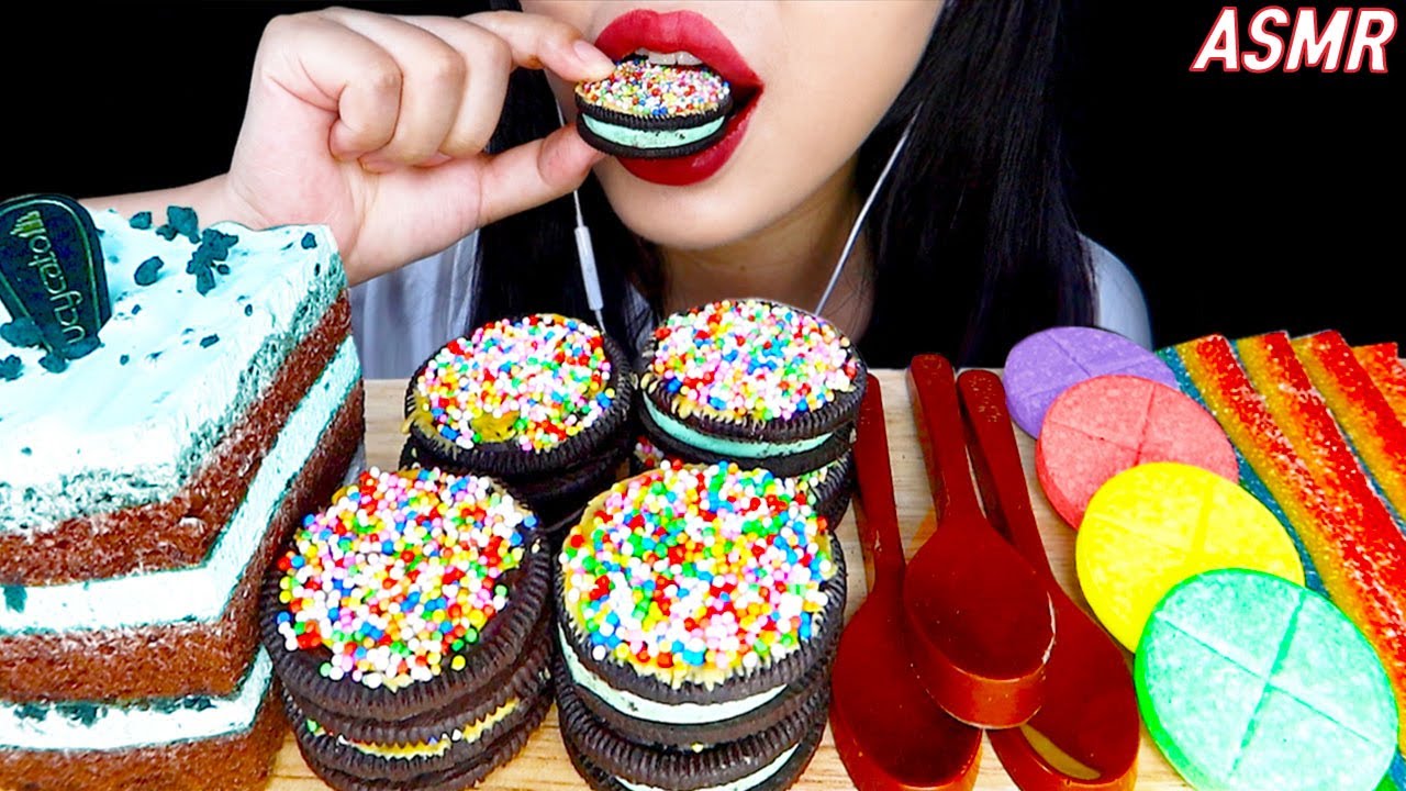 ASMR MINT CHOCOLATE CHIP ICE CREAM, SPOONS, TAPIOCA, ICE CREAM CAKE ...