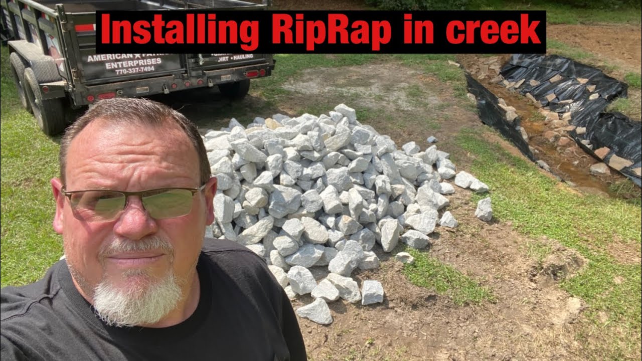Installing 6”-9” Rip Rap in Creek - YouTube