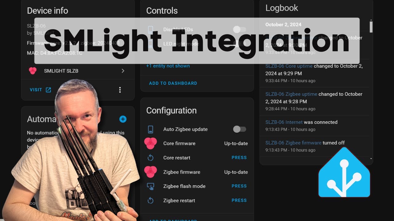 Home Assistant SLZB-06 SMLight integration - YouTube