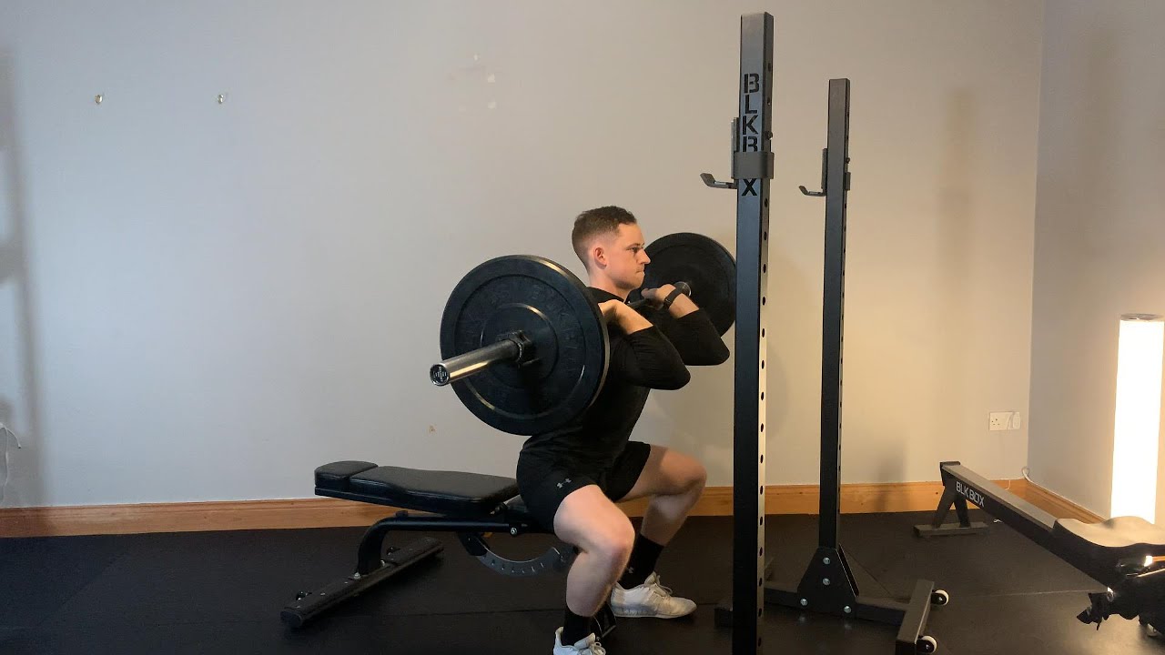 Barbell Front Squat to Bench - YouTube