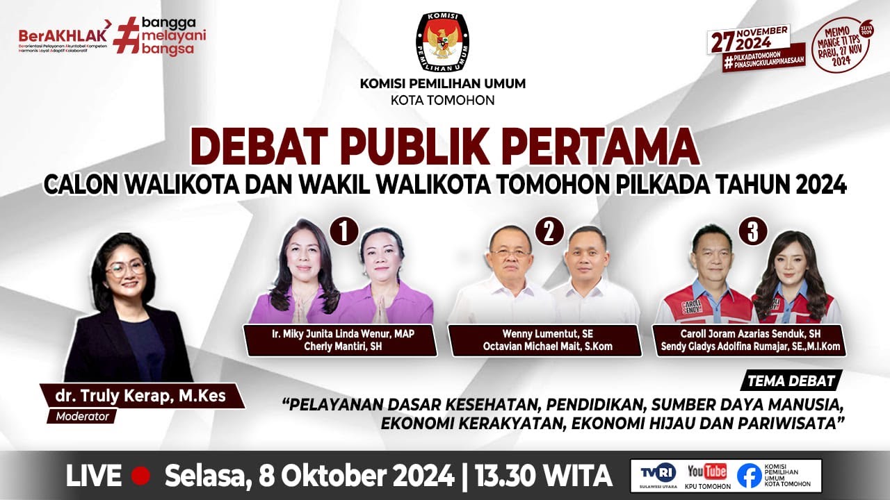 DEBAT PUBLIK PERTAMA CALON WALIKOTA & WAKIL WALIKOTA TOMOHON TAHUN 2024 ...