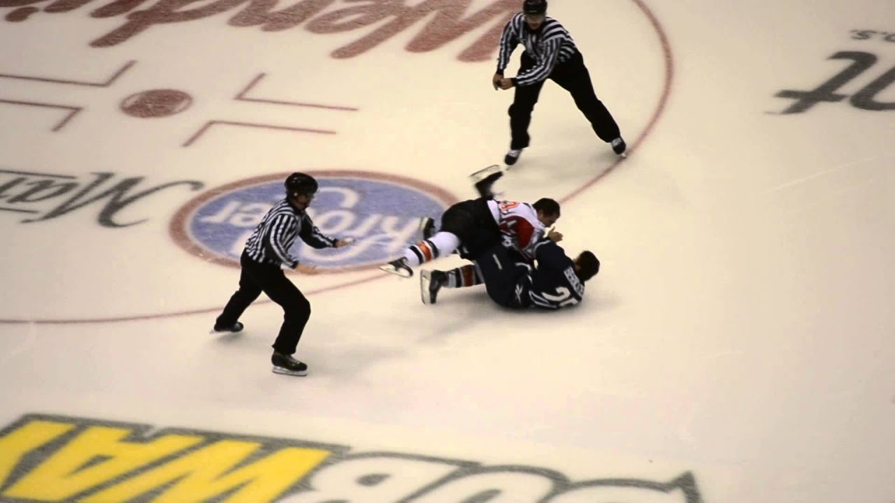 Komets' Kaleigh Schrock fights Greenville's Sean Berkstresser - YouTube