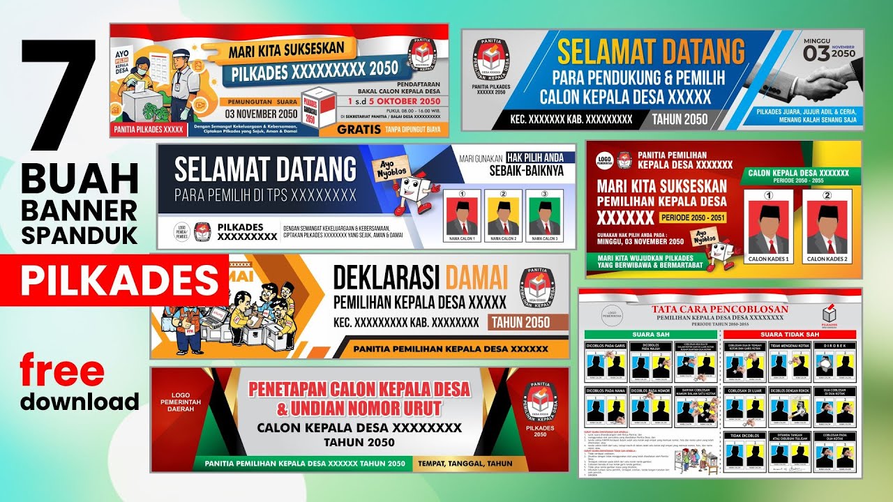 FREE - 7 Buah Desain Banner/Spanduk PILKADES - CorelDRAW Template # ...