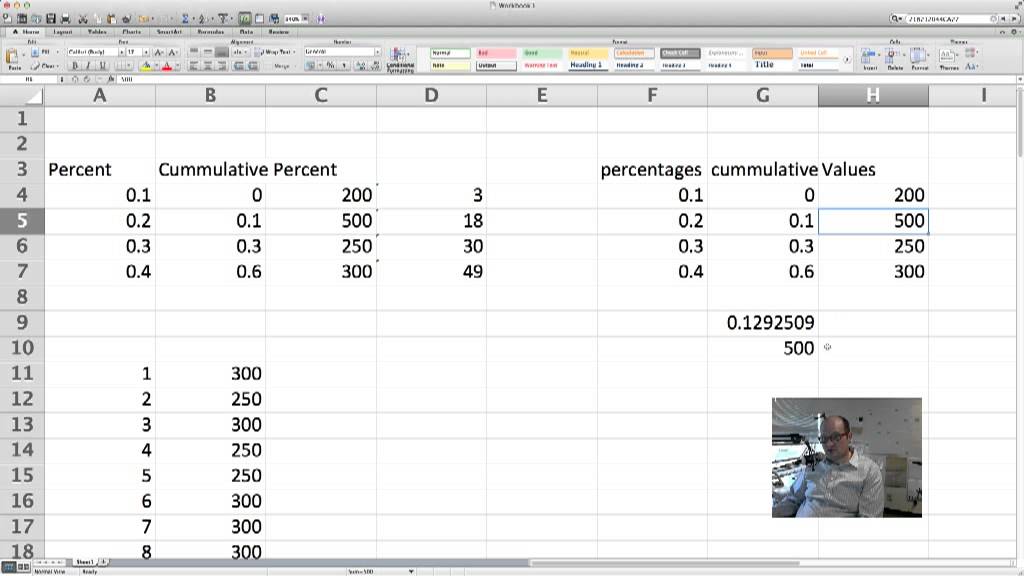 Drawing from a discrete distribution using Rand in Excel - YouTube