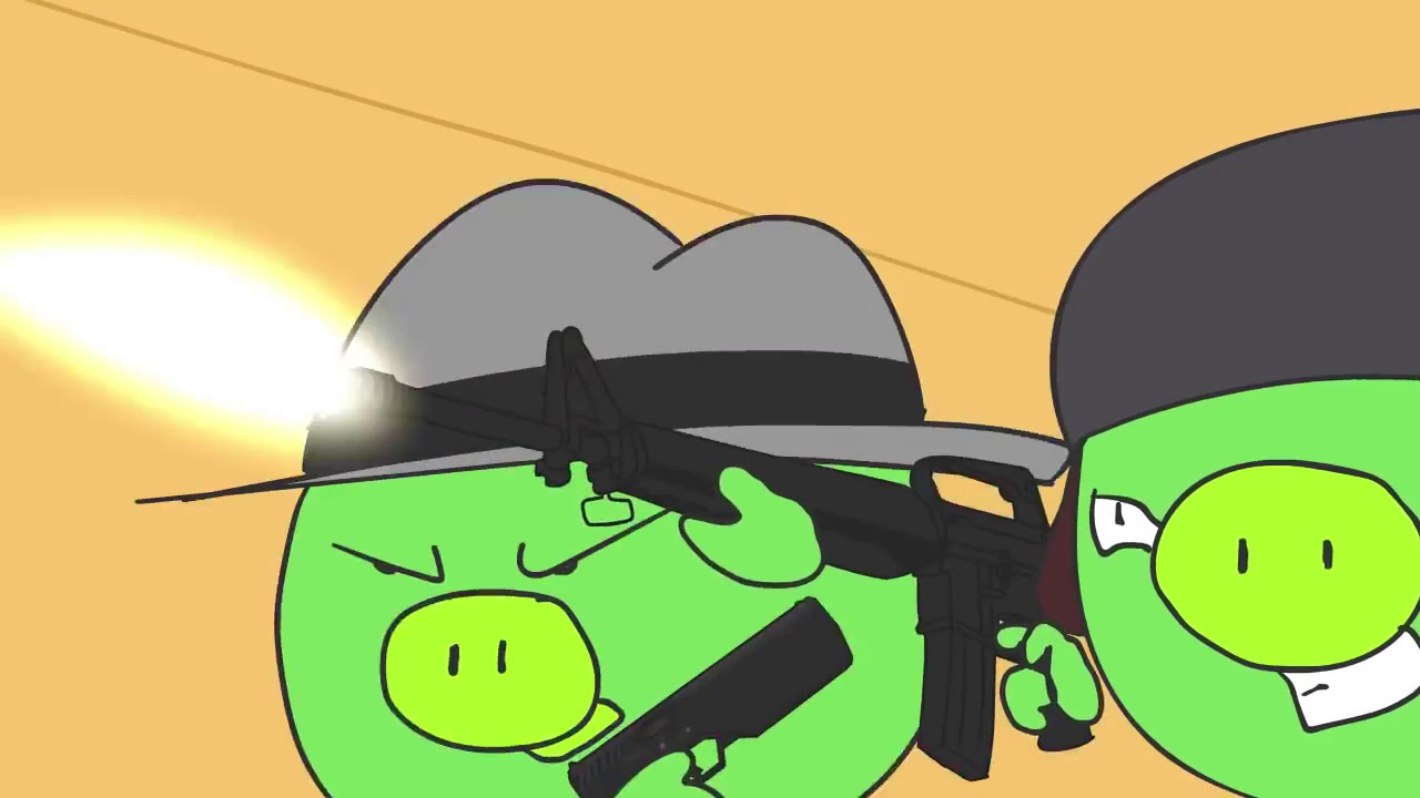 Angry bird with gun inside room - YouTube