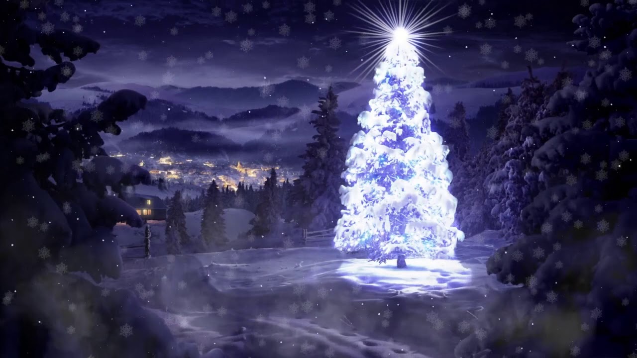 Ambient Christmas Music with Christmas Tree and snow- Over 3 hours ...