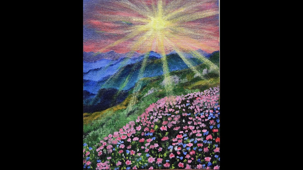 How to paint mountain sunrise | Sunrise from mountains | Landscape ...