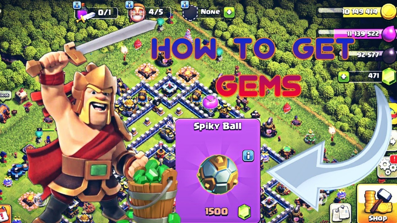 How to get gems easy and simple tricks || Spikey ball purchase | Clash ...