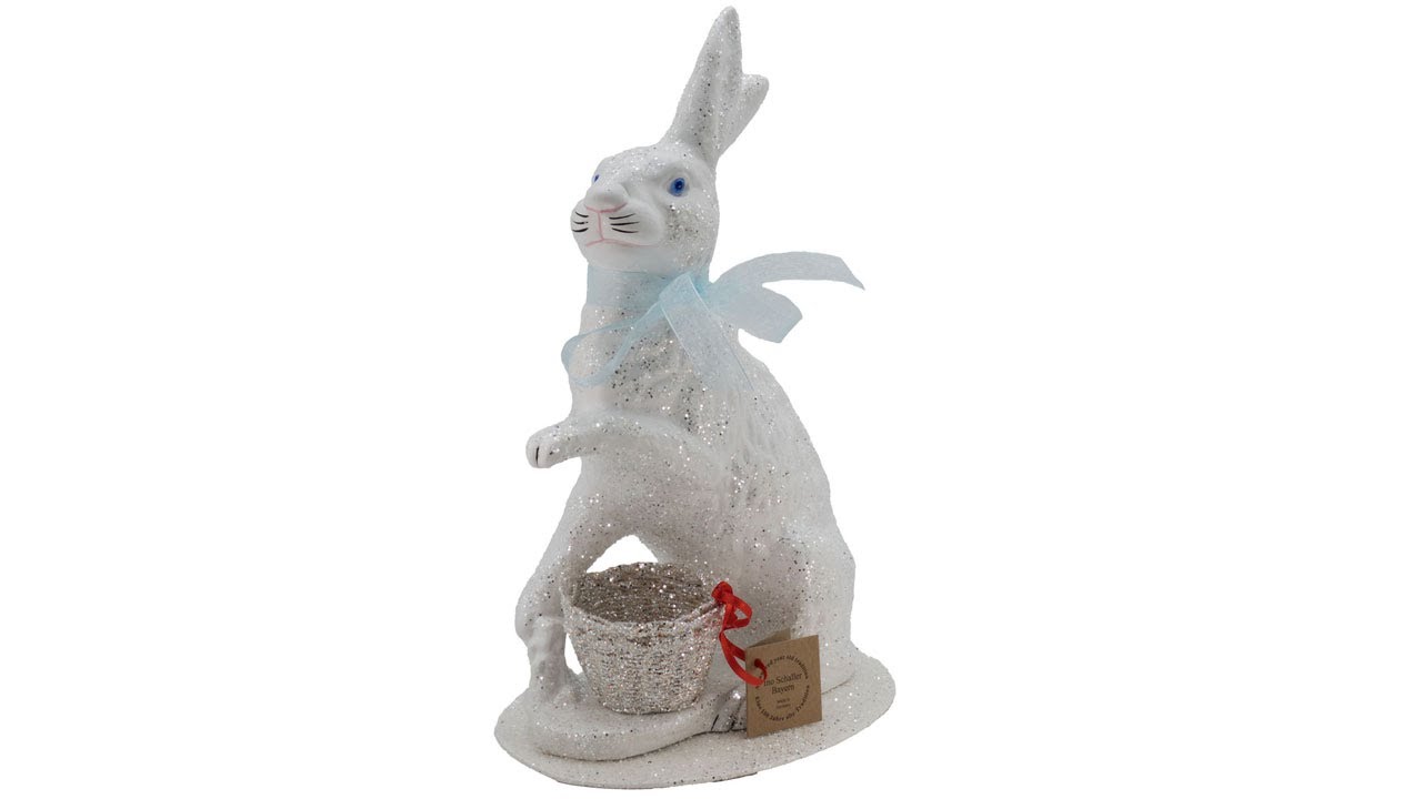 12009 White Snow Bunny with Frost and Basket Ino Schaller Paper Mache ...