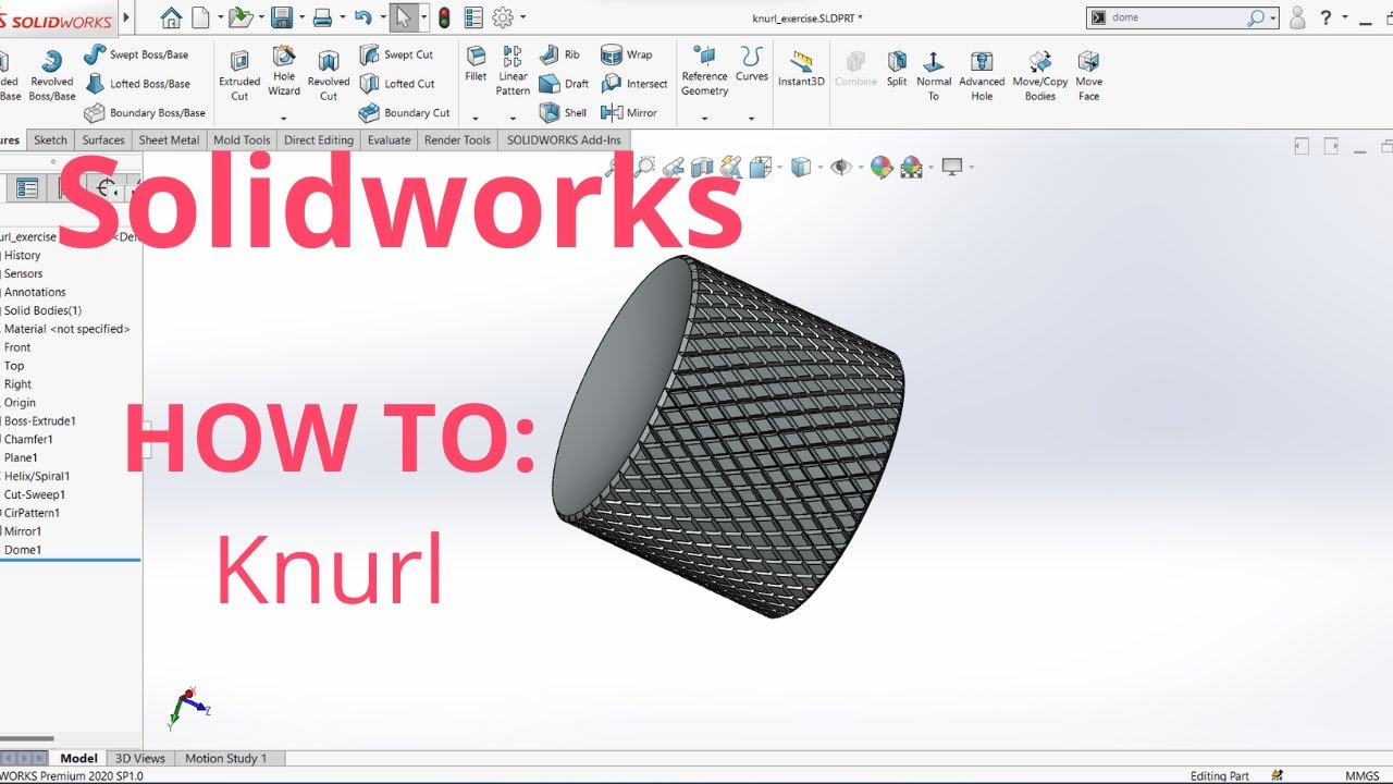 Solidworks tutorial - Knurling - YouTube