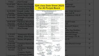 2nd Year Exam Date Sheet 2025 Class 12 Date Sheet 2025 12th Class Date ...