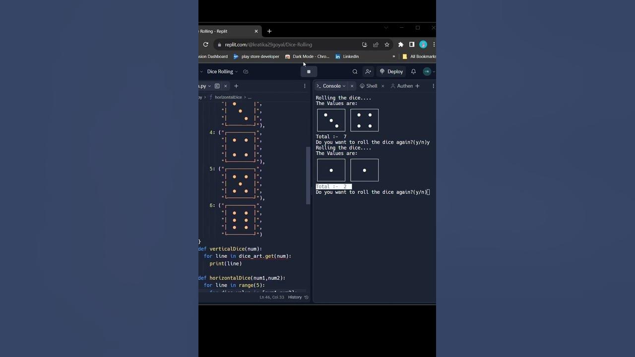 Python Dice Simulator: Roll the Dice with Awesome ASCII Art Graphics #shorts - YouTube