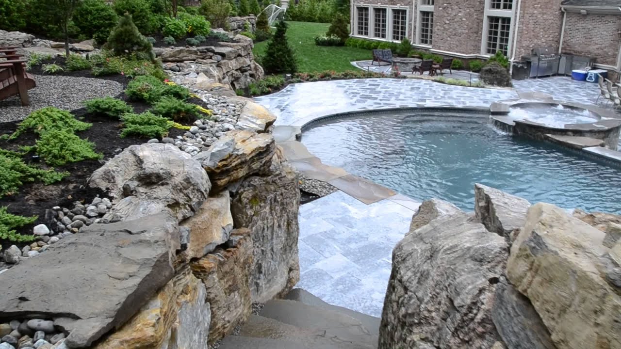 Double Disappearing Water Feature in Mahwah NJ Residential Swimming ...