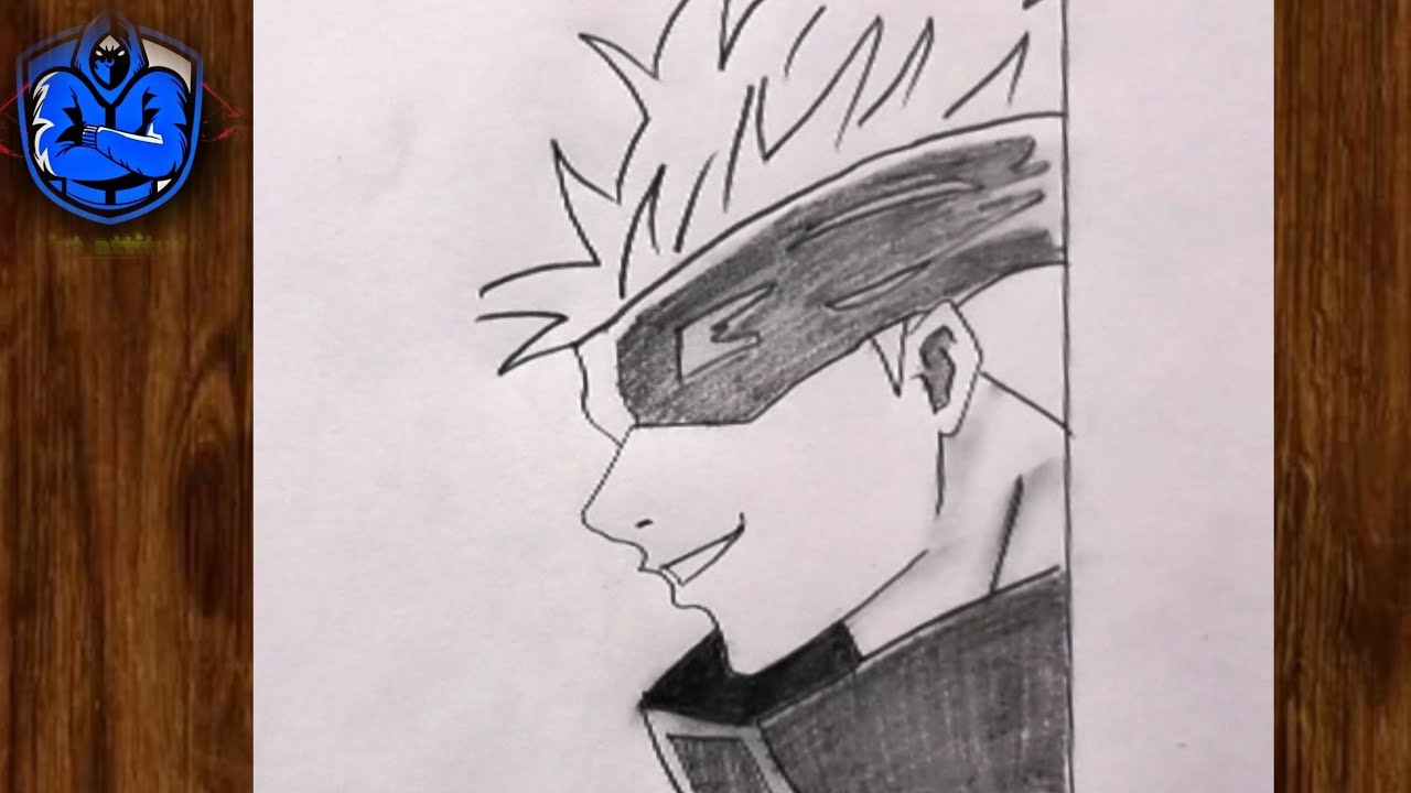 Anime drawing ||Gojo drawing || How to draw Gojo || Half face drawing ...