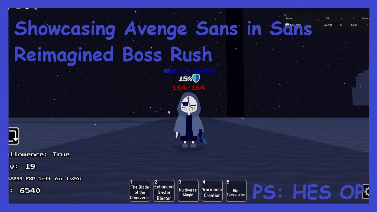Showcasing Avenge Sans Whitelist in Sans Reimagined Boss Rush - YouTube