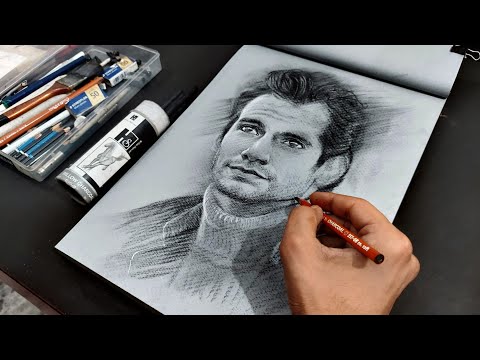 Drawing freehand Portrait of Henry Cavill🔥(Superman)