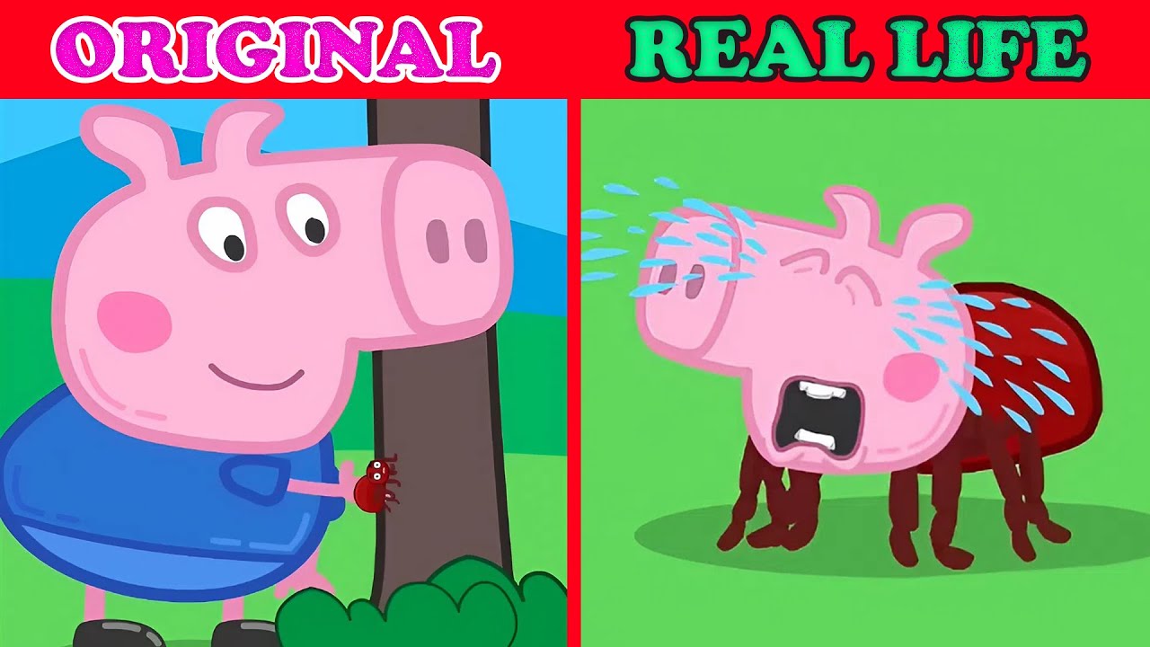 George Pig bitten by a spider! - Peppa Pig Original vs Real life ...