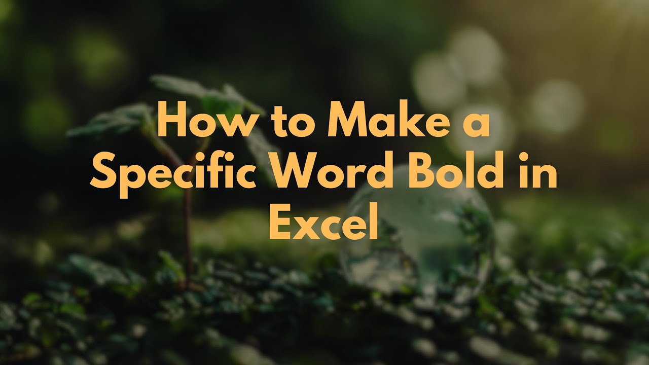How to Make a Specific Word Bold in Excel - YouTube