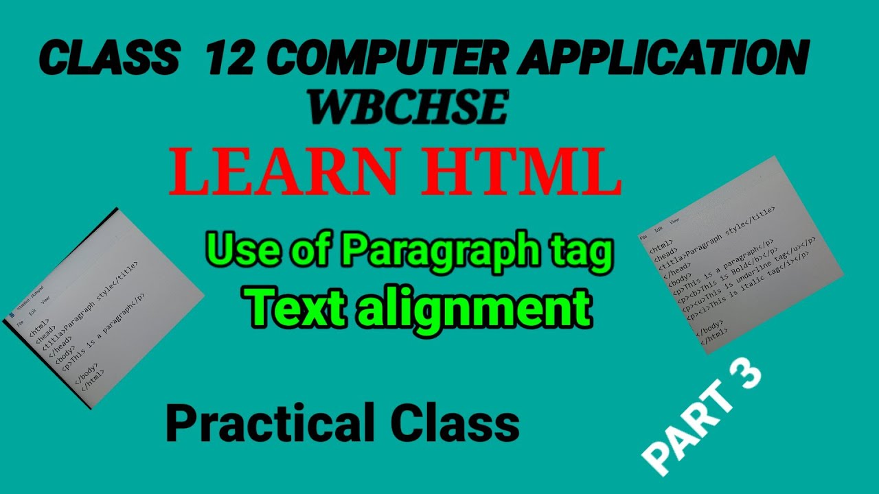 Use of Paragraph tag| How to align text in HTML| Class 12 computer ...