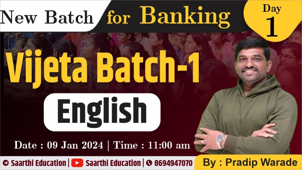 New Batch For Bank Exam || English Day 1|| By Pradip Warade Sir - YouTube