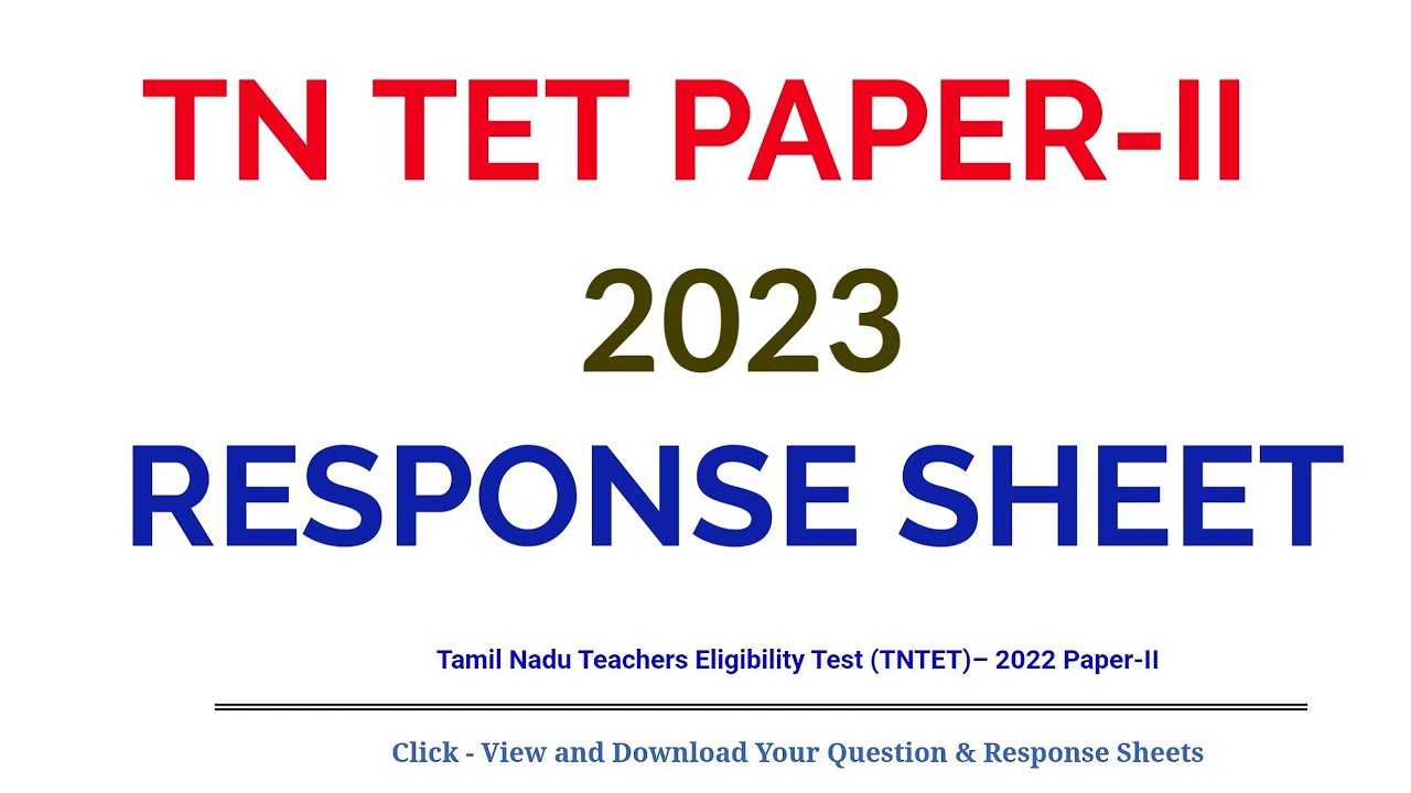 TN TET PAPER-II RESPONSE SHEET 2023 - YouTube