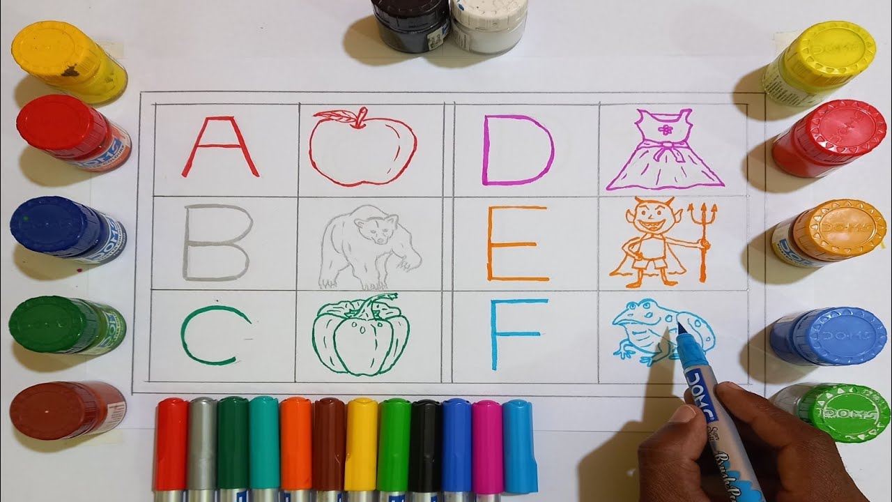 How to Write ABCD letters for Children,Writing and Drawing ABCD for ...